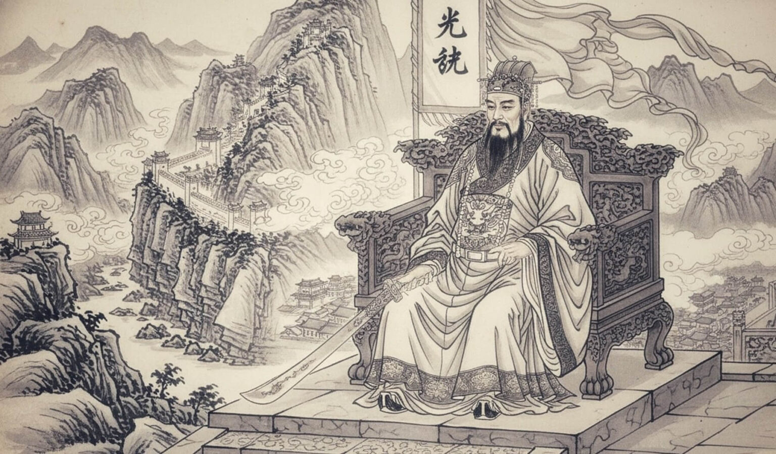 The mythic ruler Fu Xi 伏羲 Emperor Guangwu 光武帝